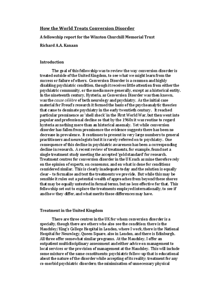 How The World Treats Conversion Disorder | PDF | Psychotherapy | Psychiatry
