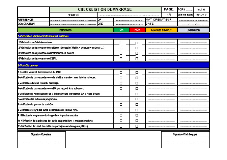 Checklist Ok Demarrage | PDF | Industries