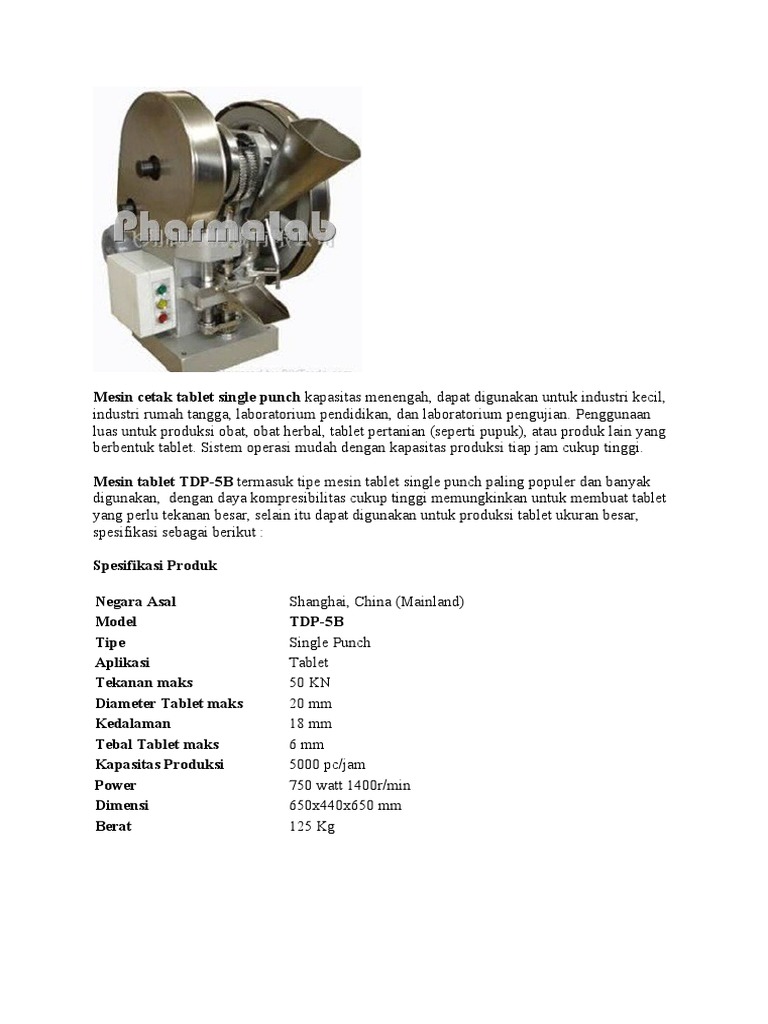 Mesin Cetak Tablet | PDF
