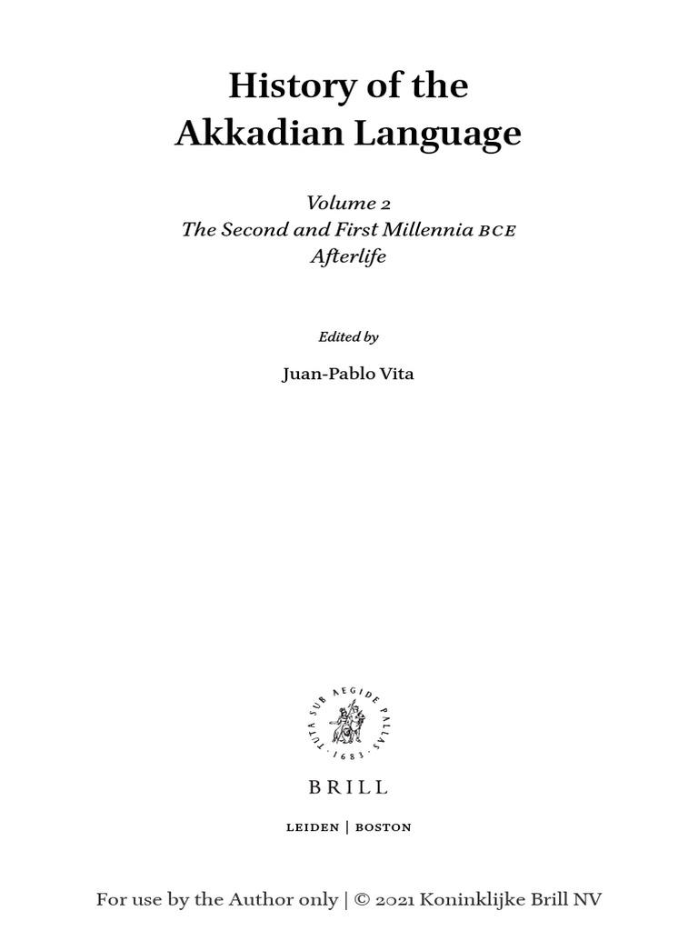 History of The Akkadian Language: The Second and First Millennia Bce ...