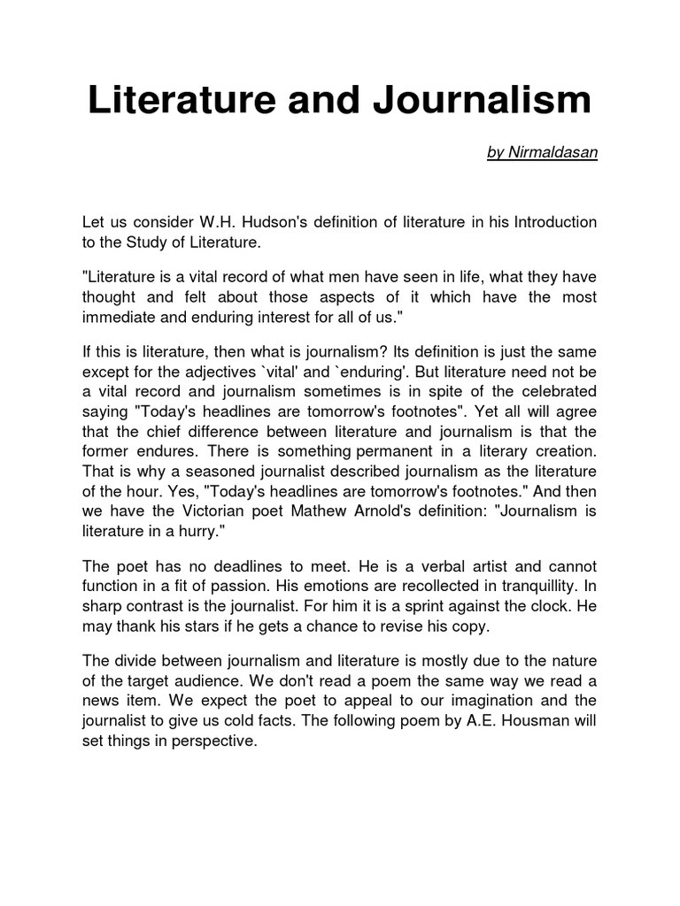 Literature and Journalism | PDF | Journalism | Poetry