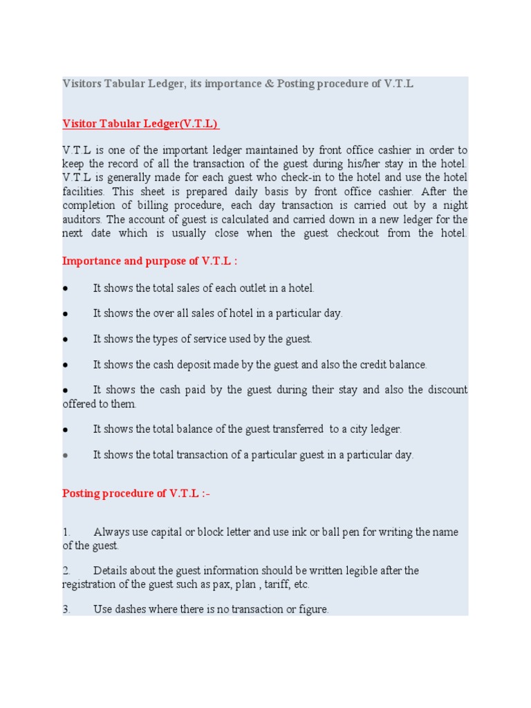Visitors Tabular Ledger | PDF | Debits And Credits | Credit