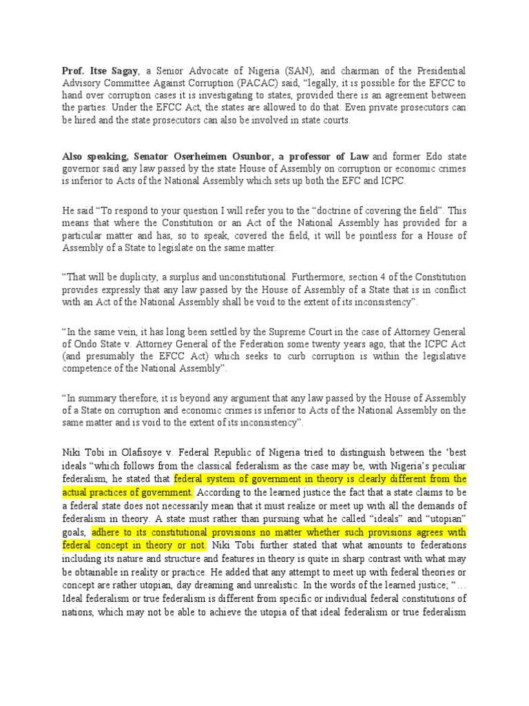 Prof. Itse Sagay, A Senior Advocate of Nigeria (SAN), and Chairman of ...