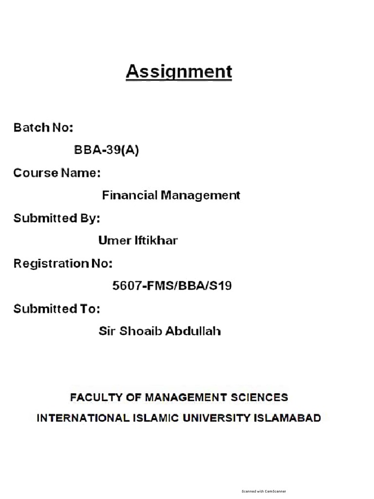 Financial Management Assignment | PDF