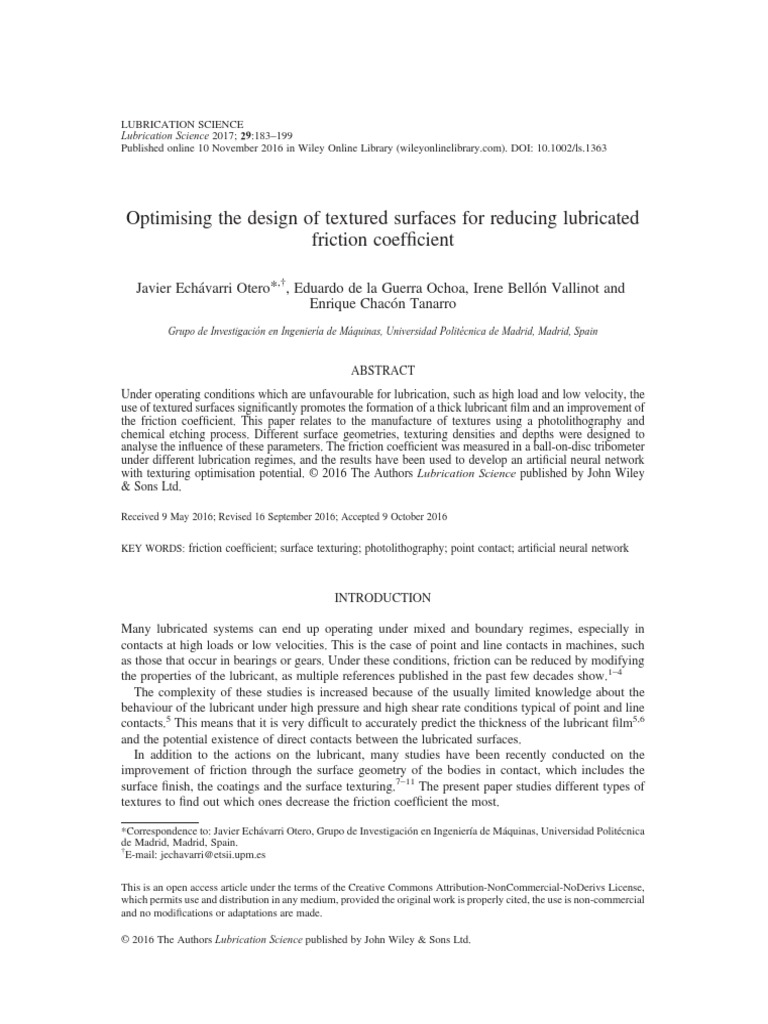 Optimising The Design of Textured Surfaces For Reducing Lubricated ...