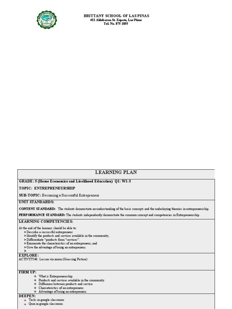 Grade 5 Hele | PDF | Entrepreneurship | Learning