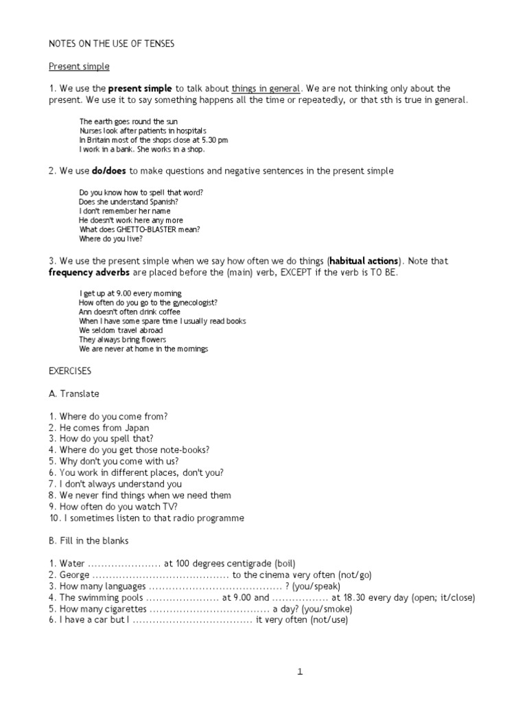Present Simple Tense Guide | PDF | Linguistics | Verb