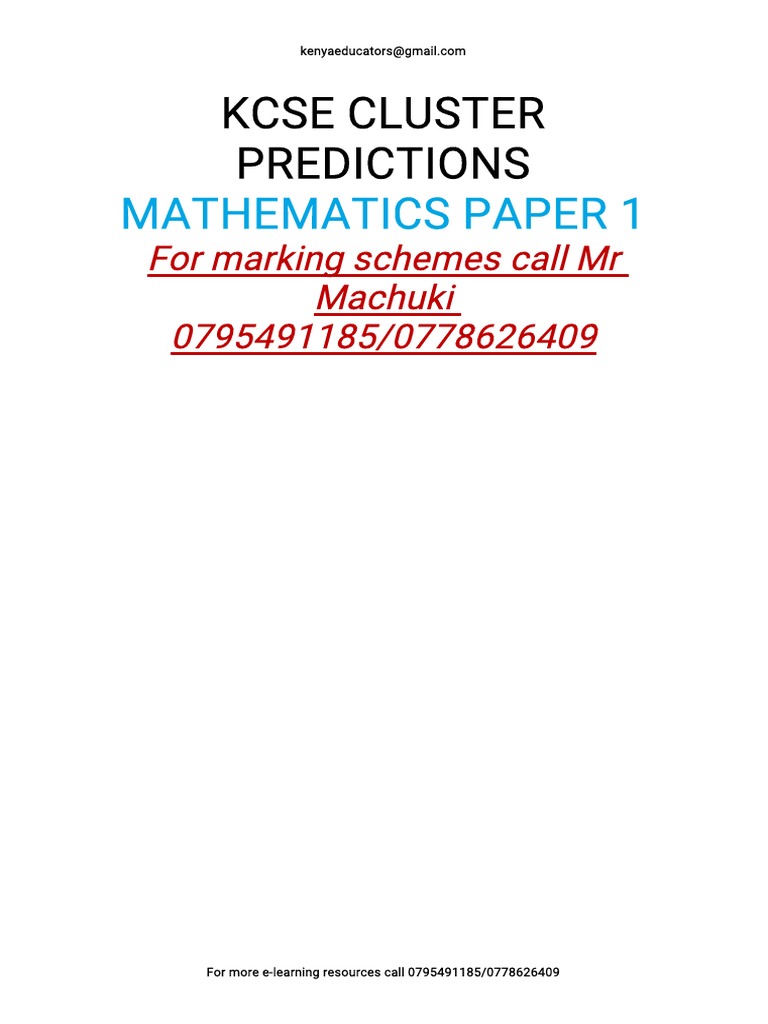 Maths PP1 Kcse Cluster Pred | PDF | Area | Triangle