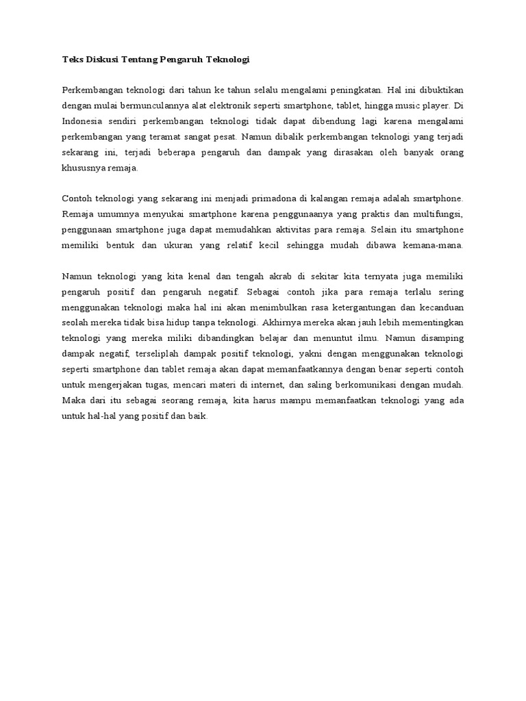 Diskusi Dampak Teknologi pada Remaja | PDF | Pengembangan Diri | Gaya Hidup
