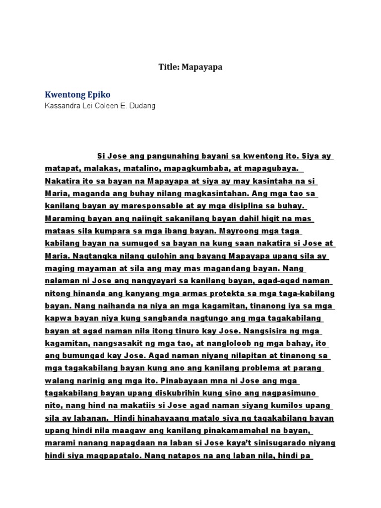 Kwentong Epiko | PDF