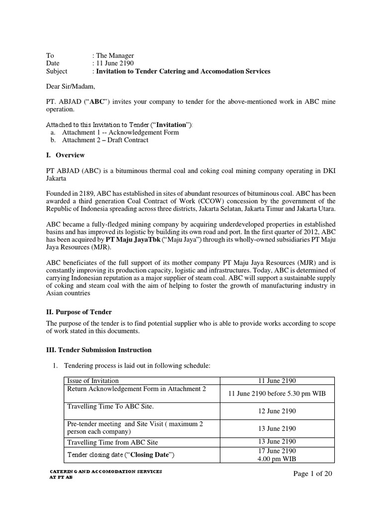 (18 May) Pengadaan Barang Dan Jasa Sample Invitation Tender | PDF ...