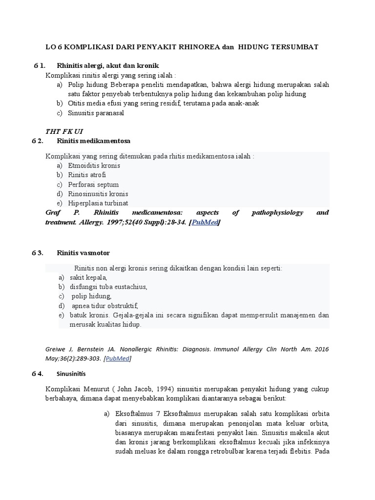 KOMPLIKASI DARI PENYAKIT RHINOREA Dan HIDUNG TERSUMBAT | PDF ...