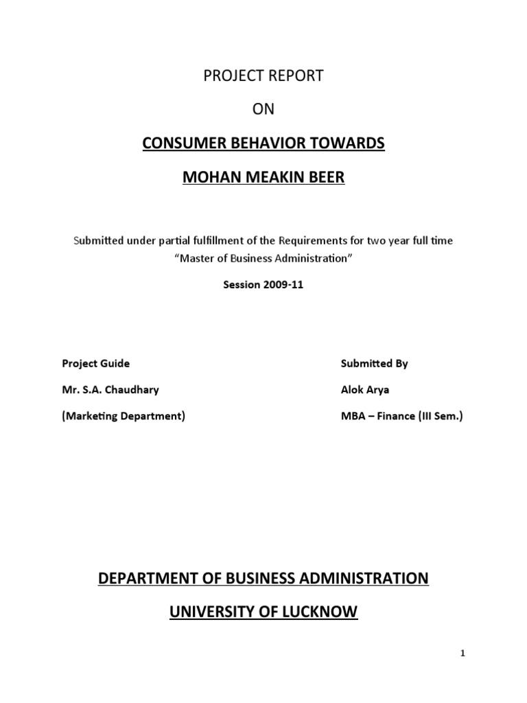 MBA Study: Mohan Meakin Beer | PDF | Fermented Drinks | Alcoholic Drinks