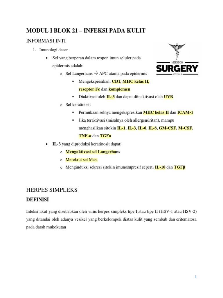Modul I Blok 21 - Infeksi Kulit | PDF | Sains & Matematika