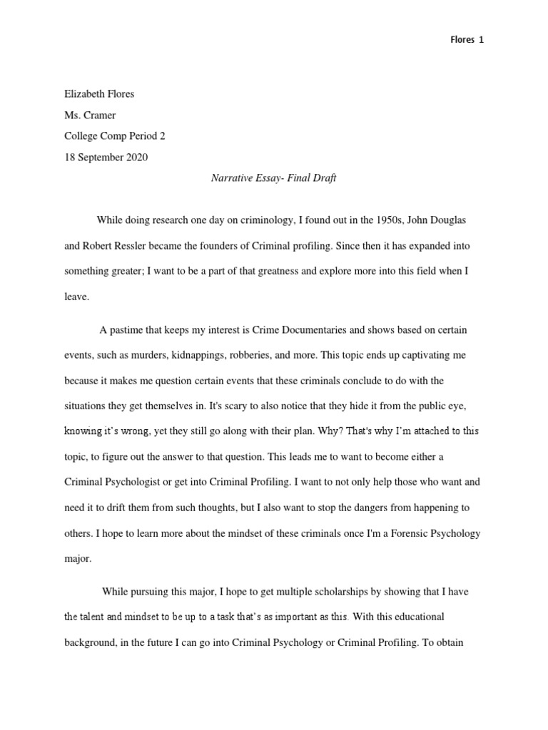Narrative Essay - Cramer College Comp 1 - Final Draft1 | PDF | Crime ...