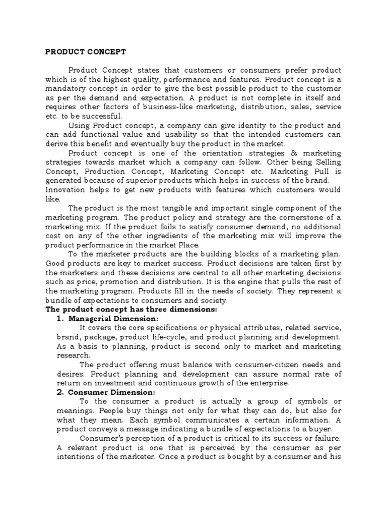 Product Concept | PDF | Product (Business) | Marketing