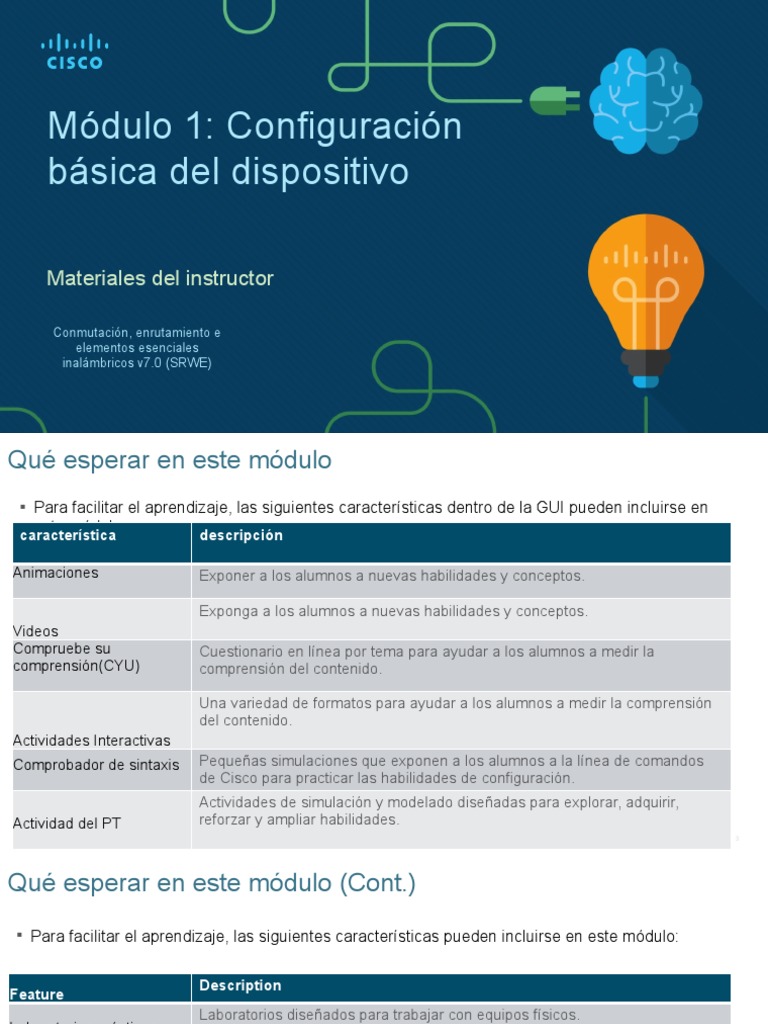 CCNA02 SRWE Module 1 Basic Device Configuration | PDF | Yo Pv6 | Enrutador (Computación)