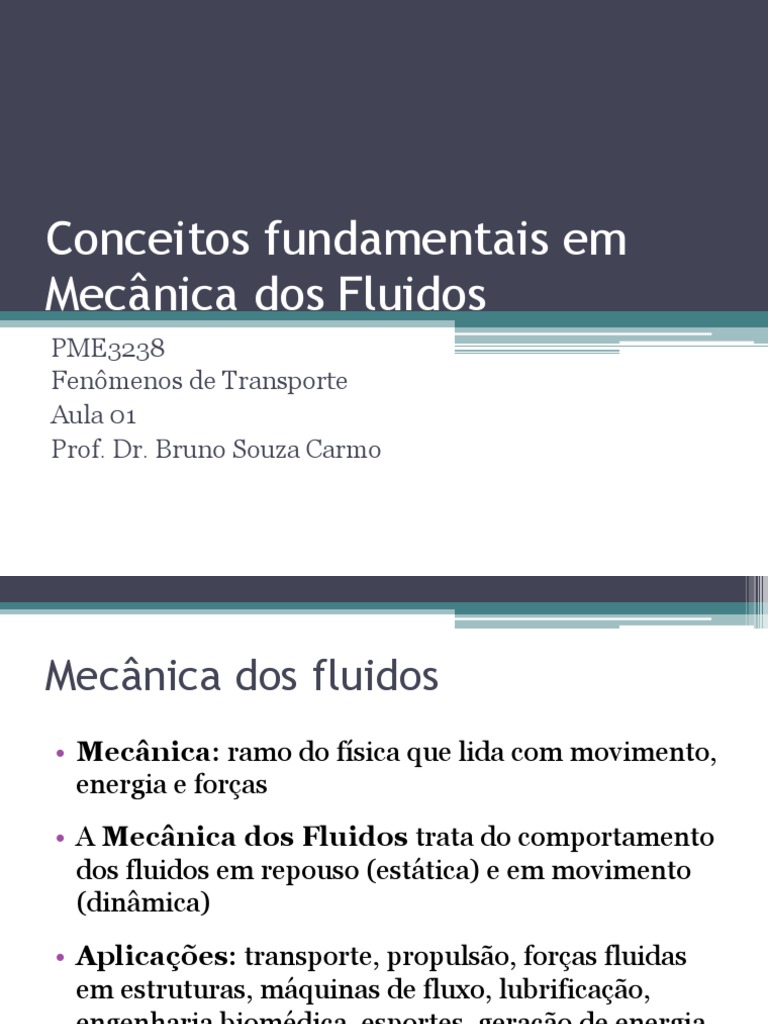 Slides Aula - 01 Conceitos - Fundamentais PME3238 | PDF | Viscosidade | Fluido