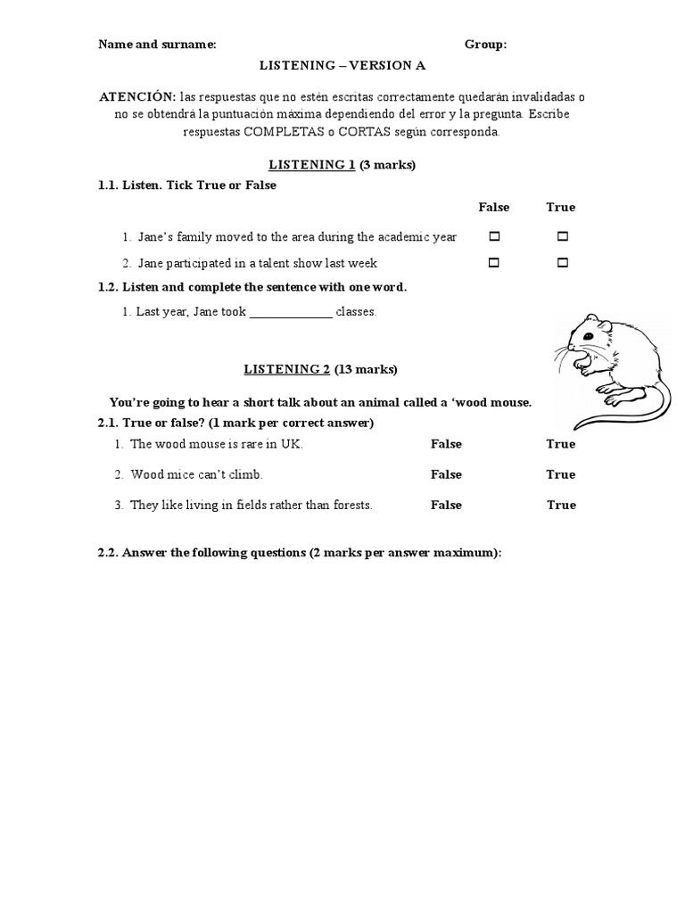 Listening Comprehension Exercise A | PDF | Language Arts & Discipline