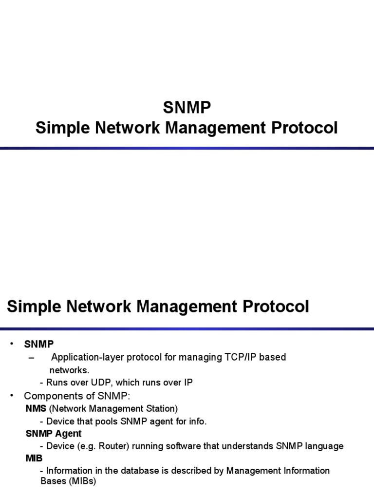SNMP Simple Network Management Protocol | PDF | Communications ...