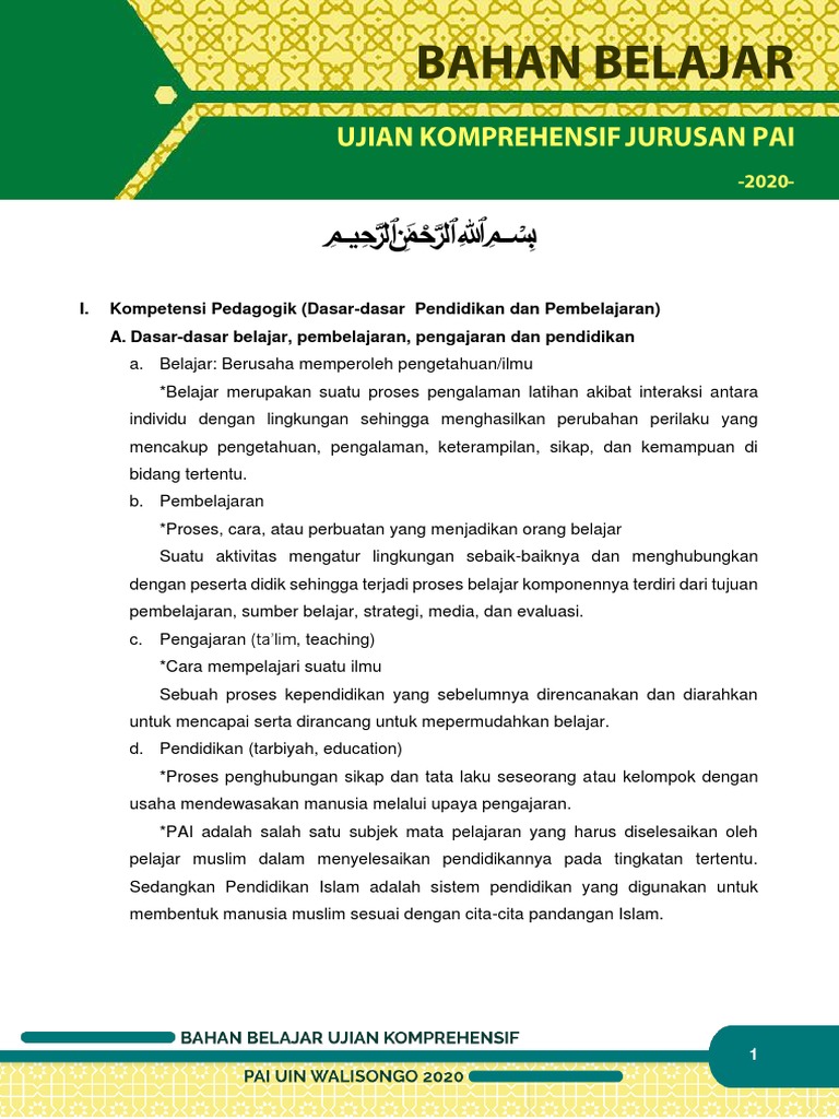 Bahan Belajar Ujian Kompre | PDF