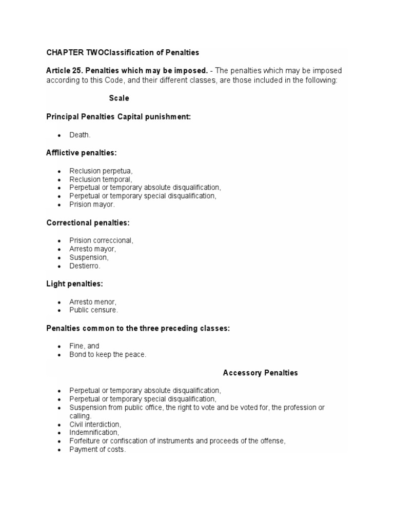 Classification of Penalties | PDF | Remand (Detention) | Imprisonment