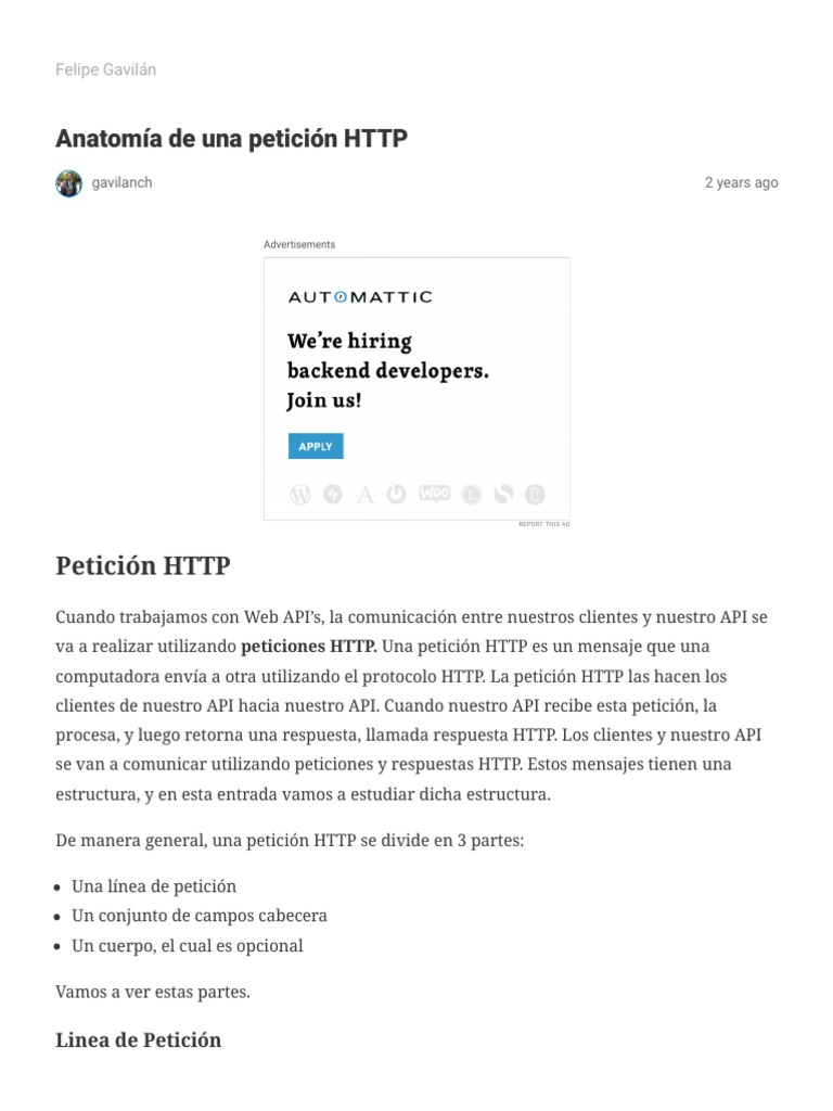 Anatomía de Una Petición HTTP - Felipe Gavilán | PDF | Protocolo de ...