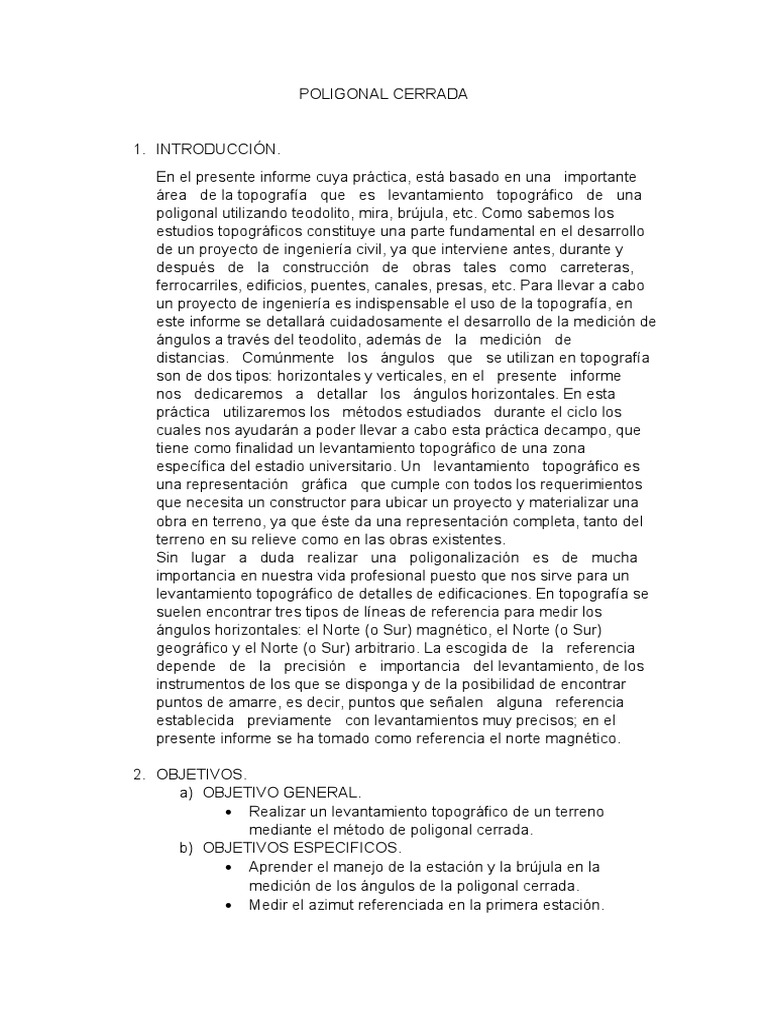 Poligonal Cerrada | PDF | Topografía | Geografía