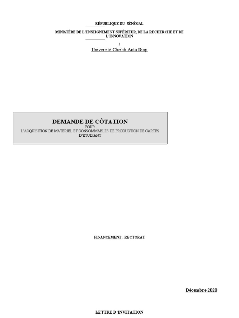 Demande de Cotation | PDF | Imprimante (Informatique) | Appel d'offres