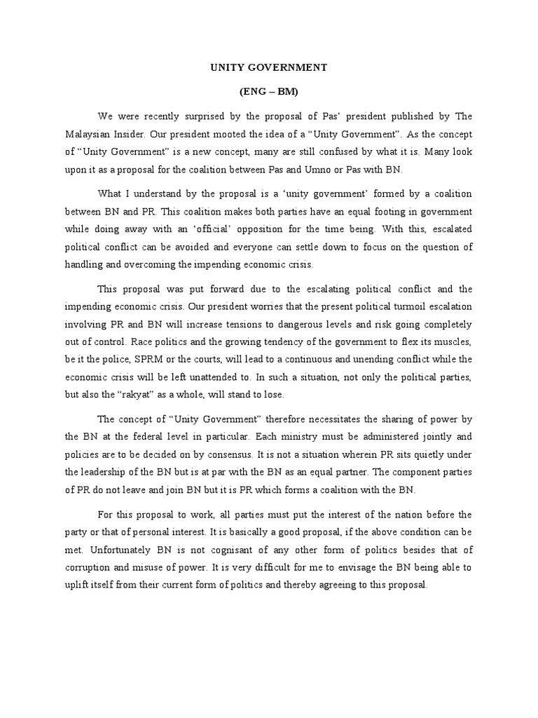 Understanding Unity Government Proposal | PDF | Government Related ...