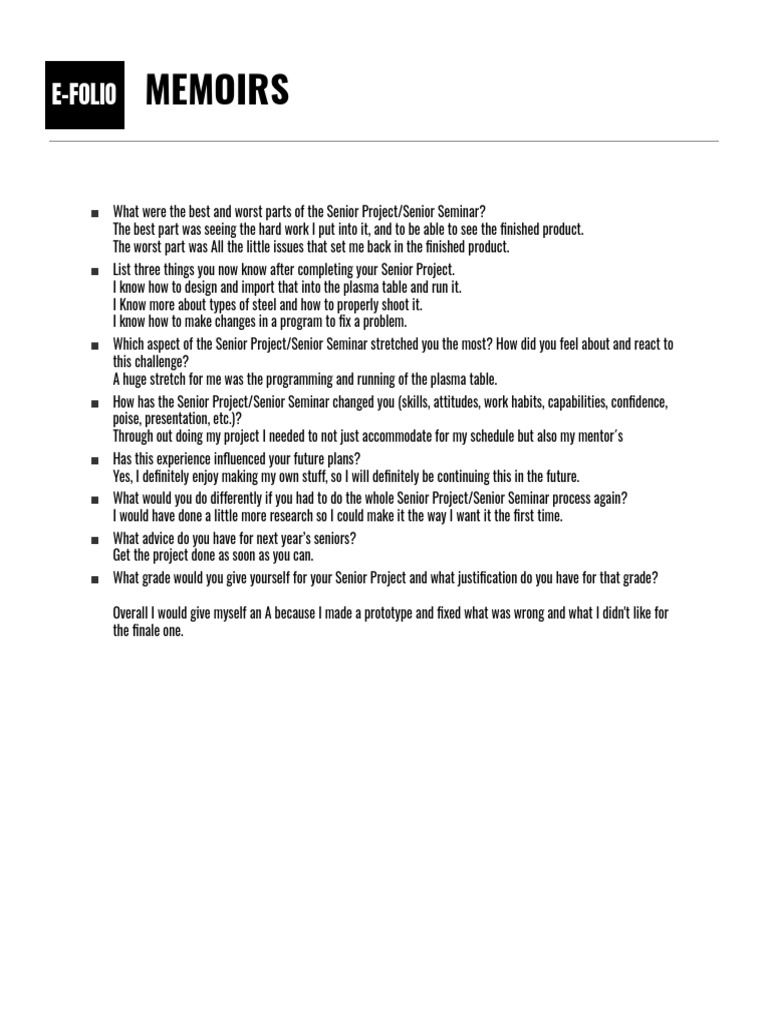Memoirs | PDF