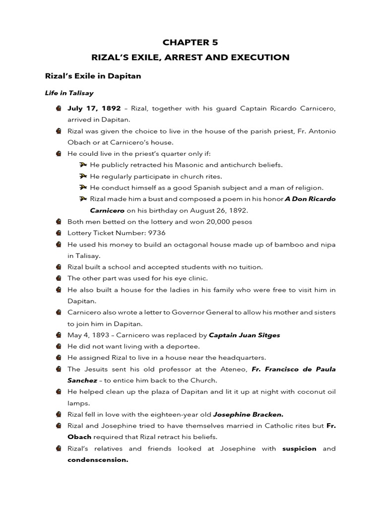 Rizal'S Exile, Arrest and Execution | PDF | Philippines | Violence