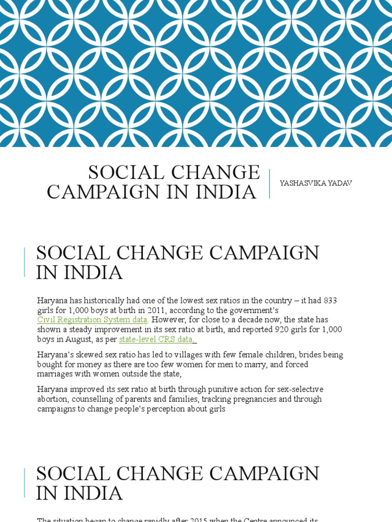 Social Change Campaign in India | PDF | Hiv/Aids | Safe Sex
