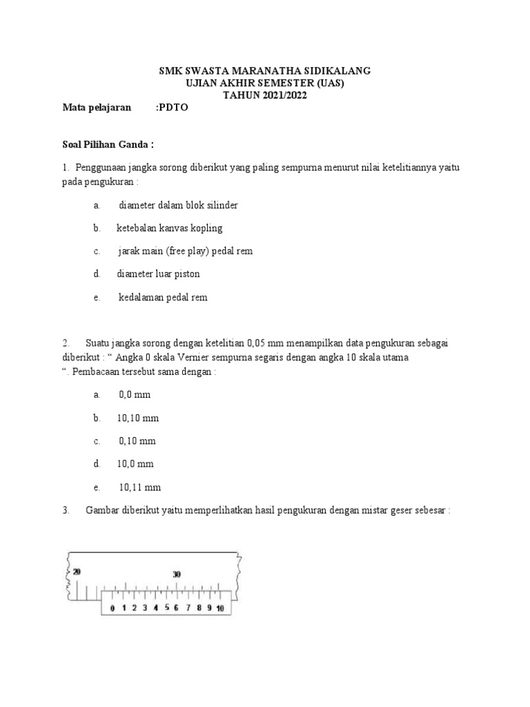 Soal Uas TBSM Kelas 3 | PDF