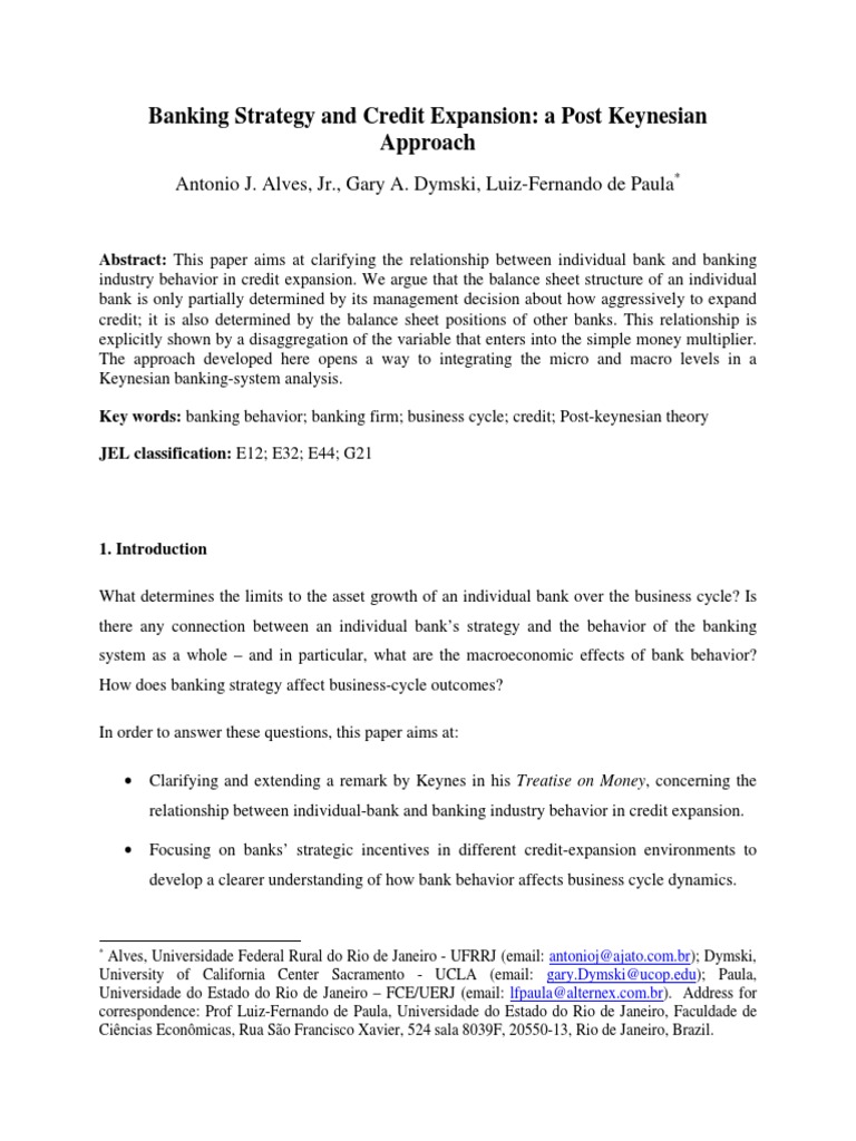 Post-Keynesian Banking Strategy Insights | PDF | Leverage (Finance) | Banks