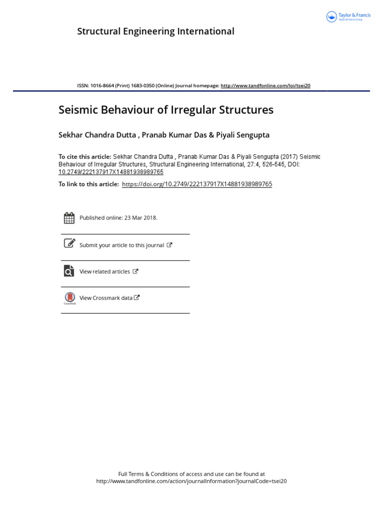 Seismic Behaviour of Irregular Structures: Structural Engineering ...