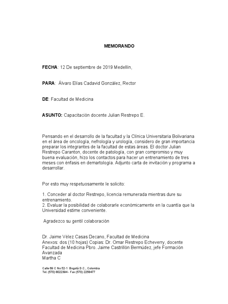 Memorando - Segun GTC 185 | PDF