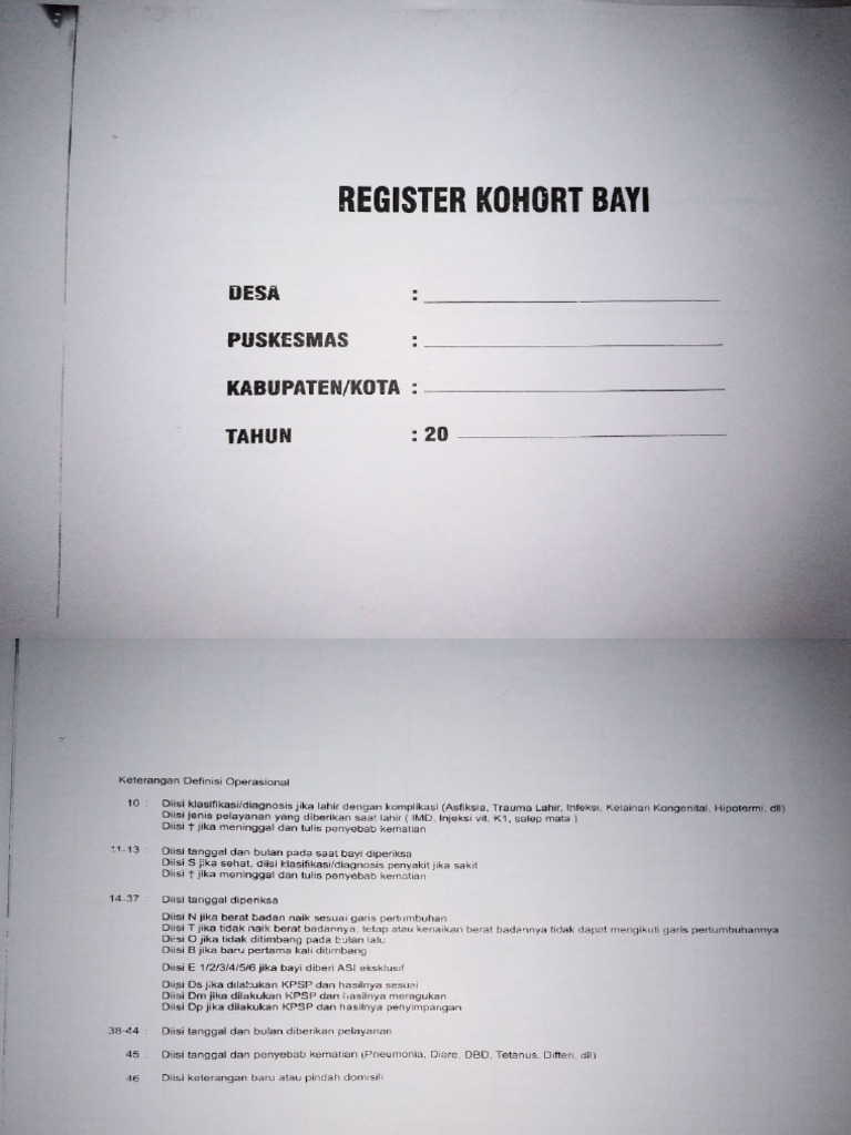 Register Kohort Bayi | PDF