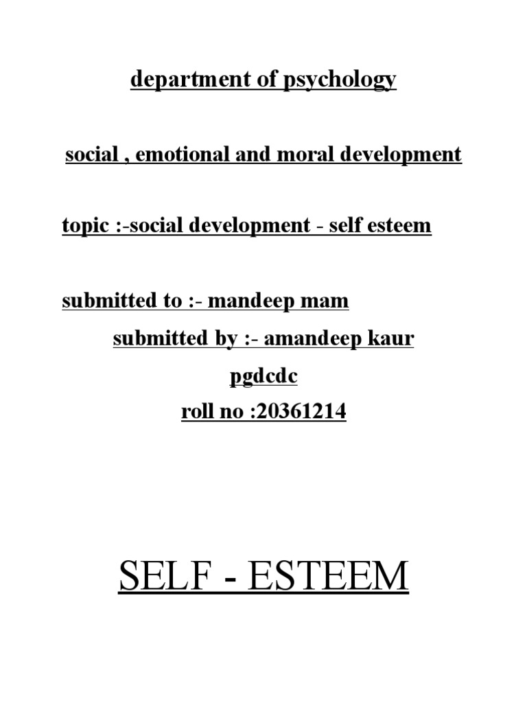 Self - Esteem: Department of Psychology | PDF | Self Esteem | Self Efficacy