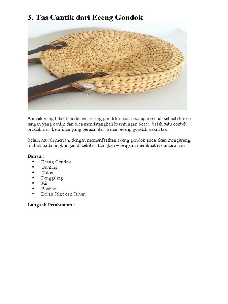 Tas Dari Eceng Gondok | PDF