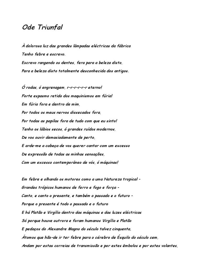 Ode Triunfal | PDF | Poesia | Natureza