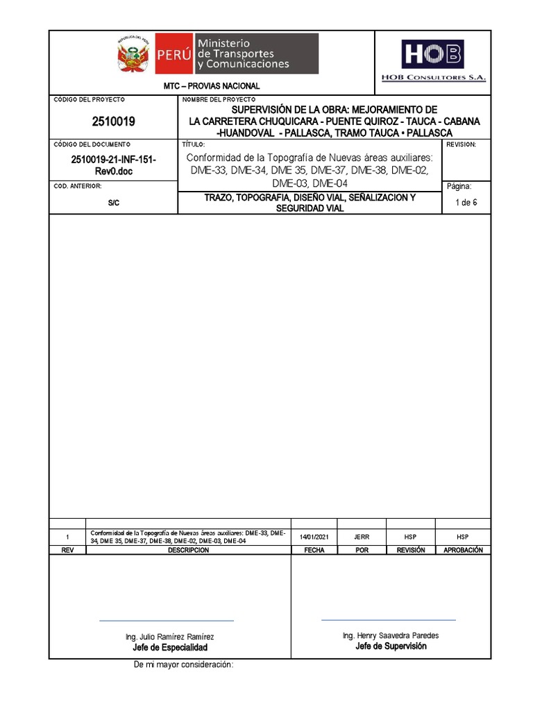 Informe # - 2021 - Conformidad de La Topografía de Nuevas Áreas Auxiliares DME-33 y DME-34 ...