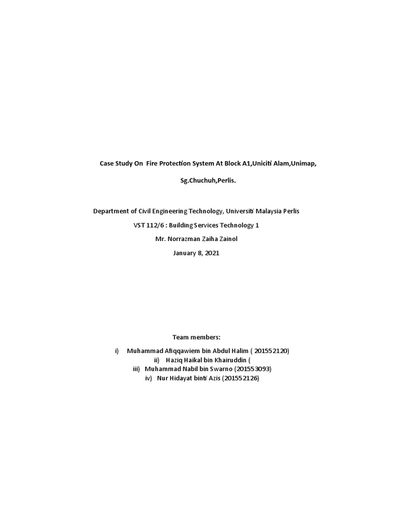 Case Study On Fire Protection System at Block A1 | PDF | Firefighter ...