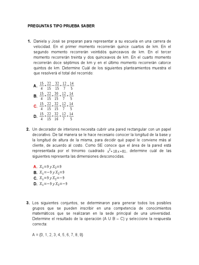 Preguntas Tipo Prueba Saber | PDF | Enseñanza de matemática | Business