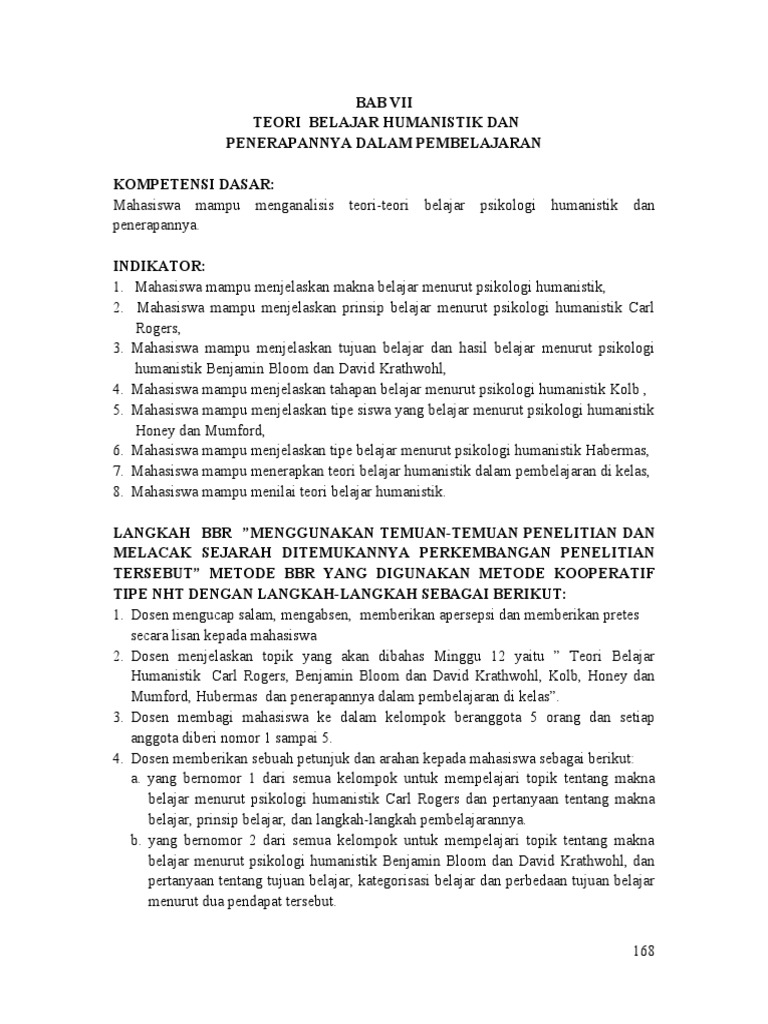 Teori Belajar Humanistik | PDF