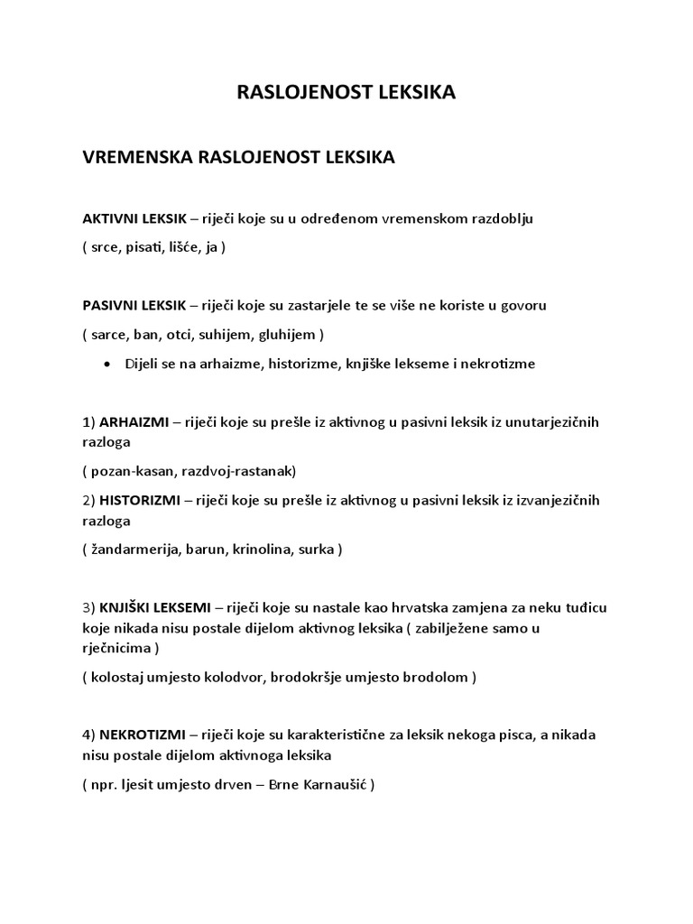 Biljeske Za Ispit Hrvatski | PDF