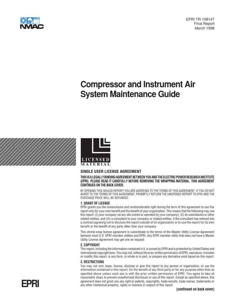 EPRI Compressor and Instrument Air Maint Guide | PDF | Gas Technologies ...
