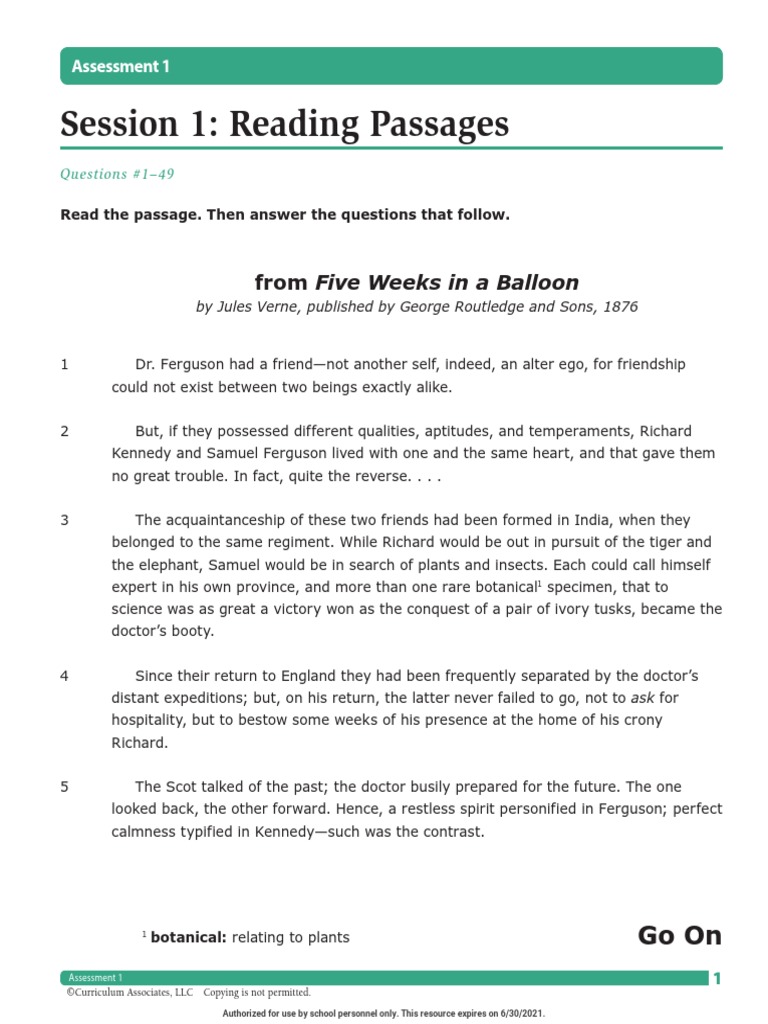 FSA Practice Test IReady Part 1 | PDF | Amazons