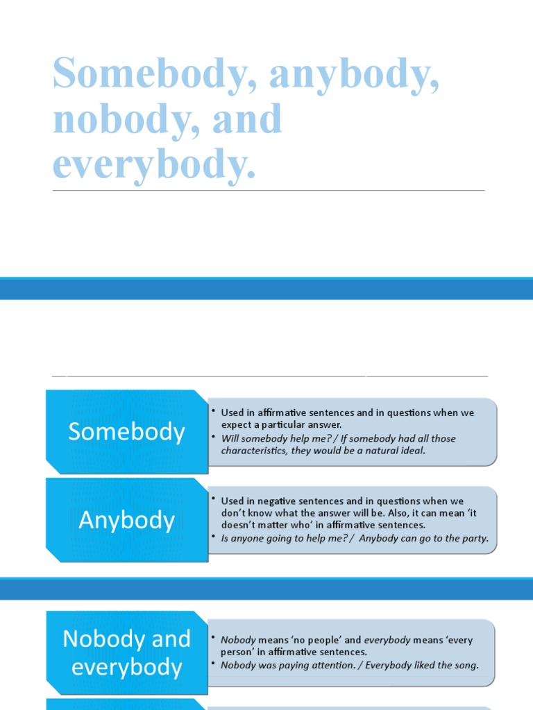 Somebody, Anybody, Nobody, and Everybody | PDF