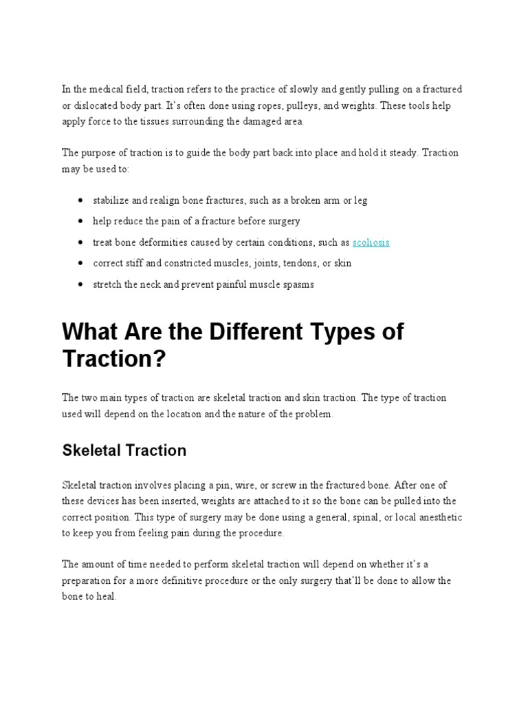 What Are The Different Types of Traction? | PDF | Surgery | Bone